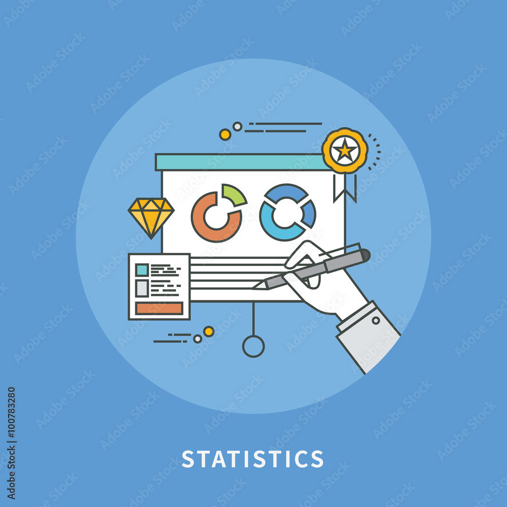 circle color line flat design of business statistics, modern vector ...