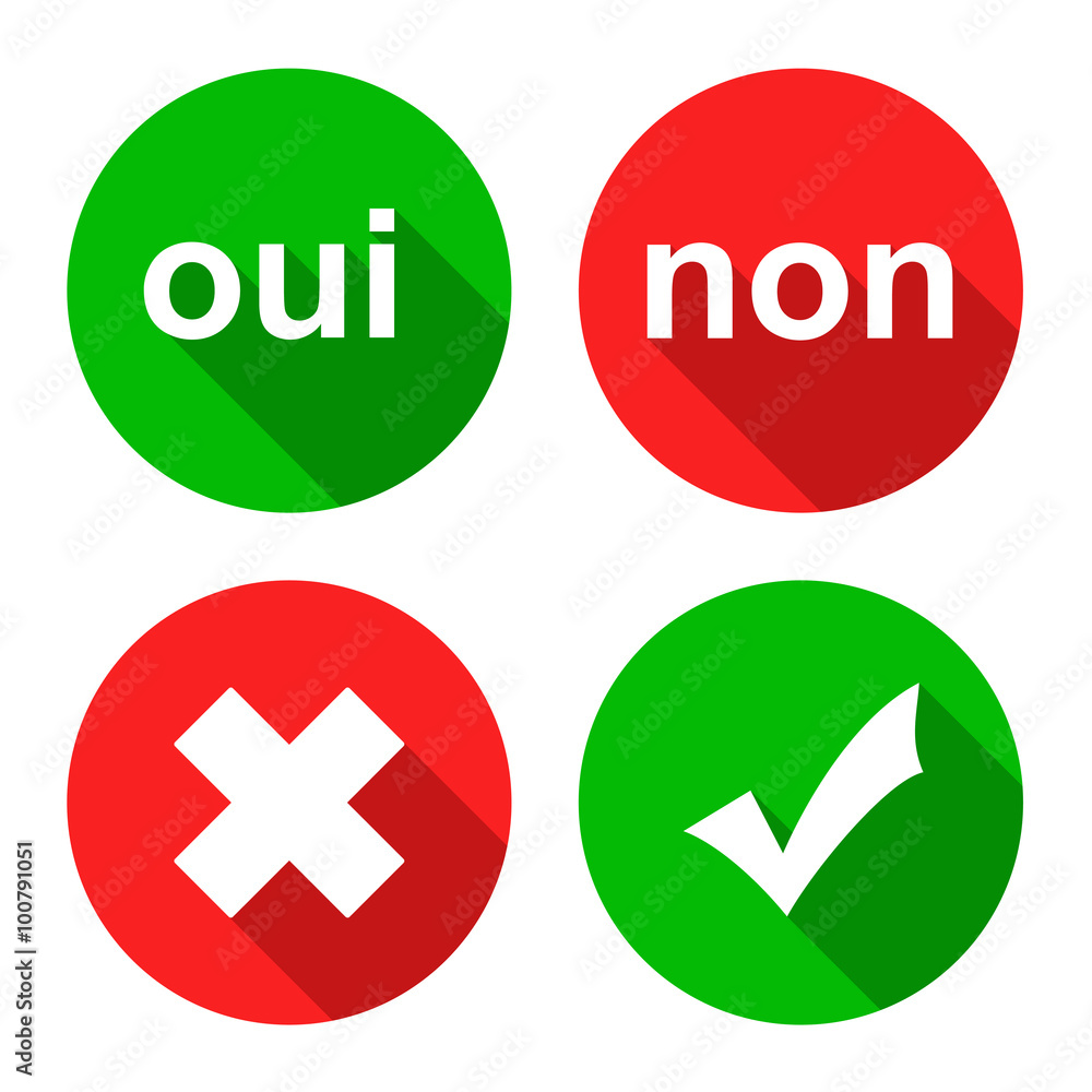 Vetor de Icono plano circulo con oui non con sombra do Stock | Adobe Stock