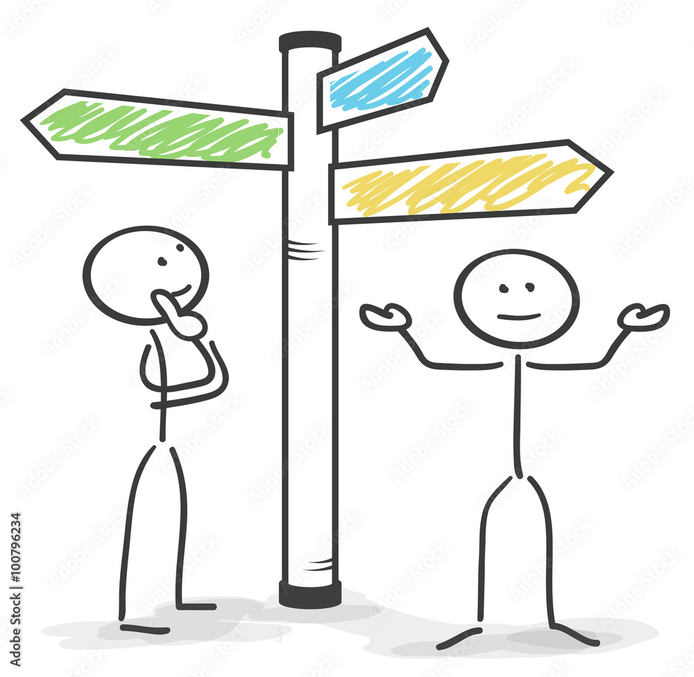 Vecteur Stock Strichmännchen Wegweiser - Ziel | Adobe Stock