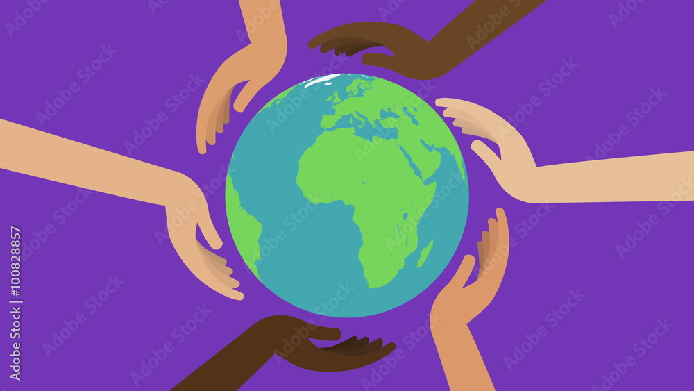Animation of hands protect the earth planet. protect the planet concept ...