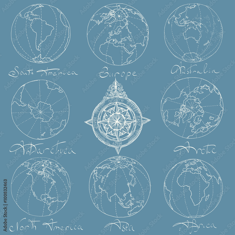 Maps atlas continents. Stock Vector | Adobe Stock