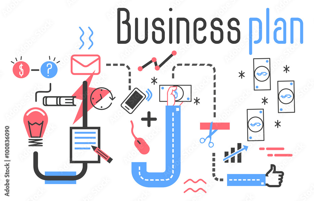 Business plan vector concept in flat line design. Financial planning ...