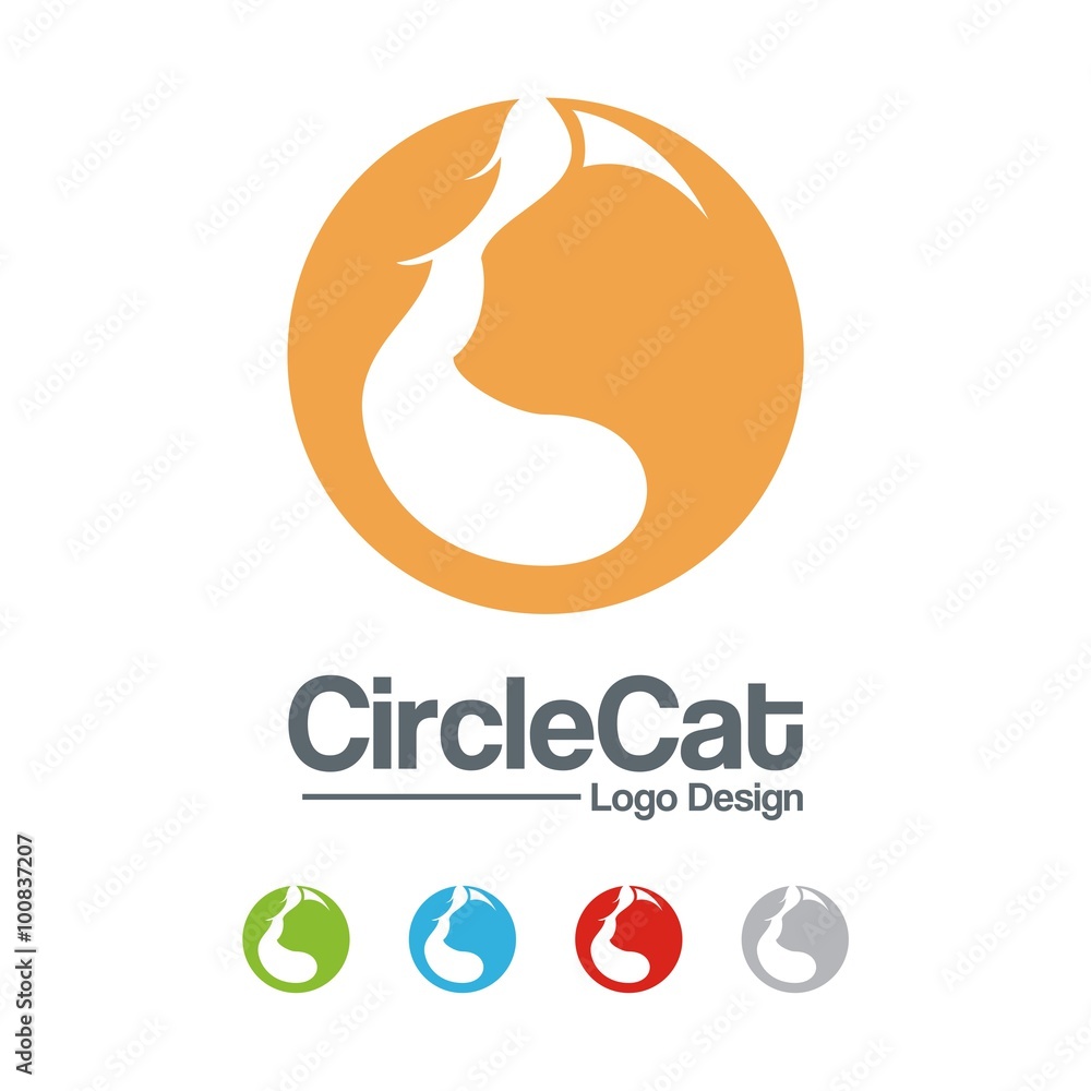 Cat Logo - Circle Cat Design Logo Vector Stock Vector | Adobe Stock