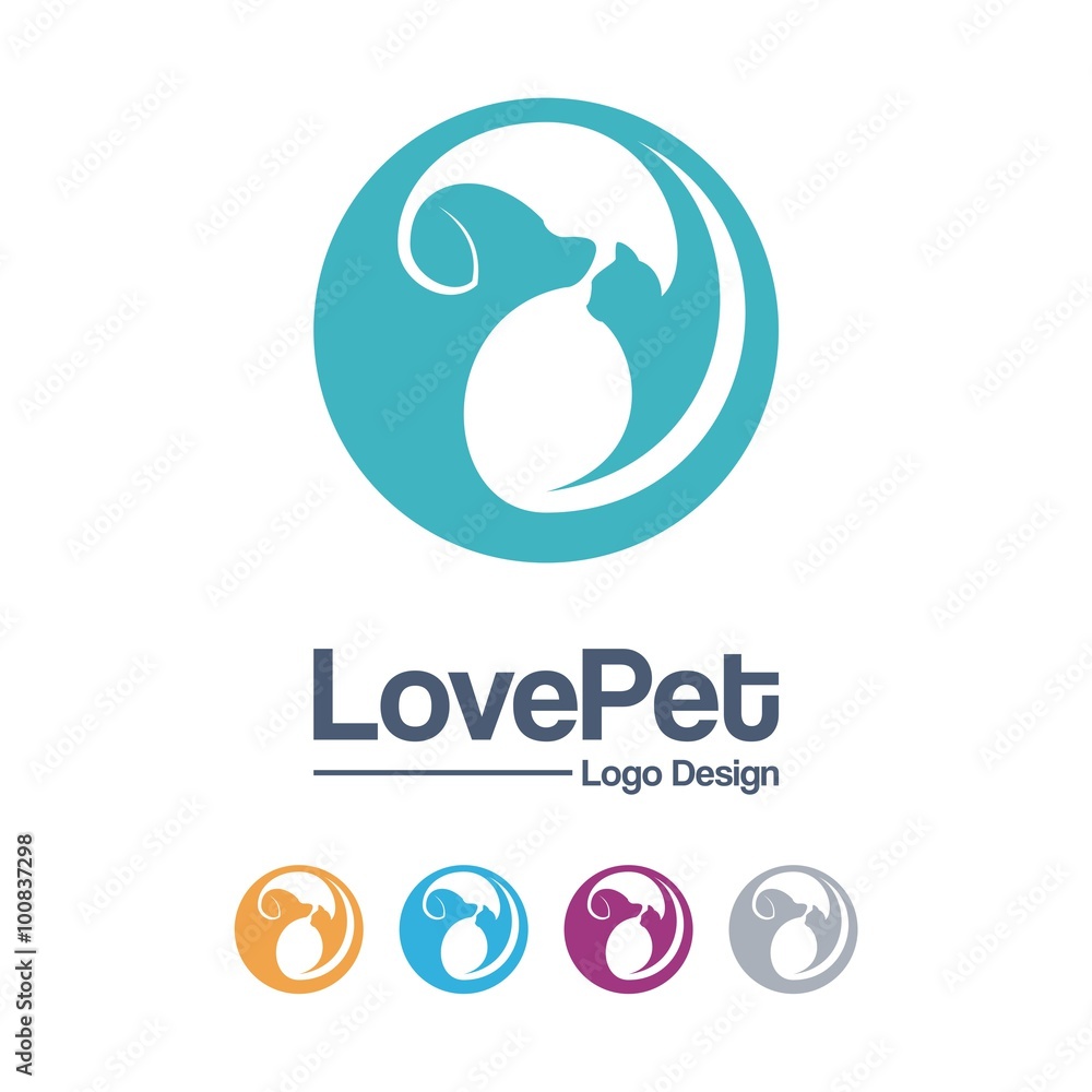 Love Pet Logo - Cat And Dog Circle Design Logo Vector Stock Vector ...