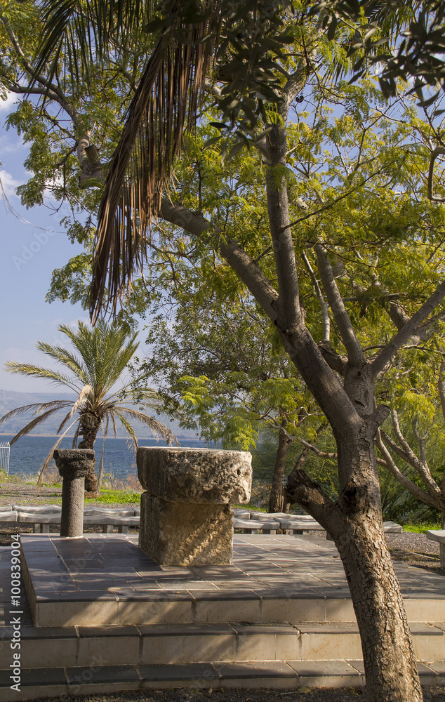 Historic Ruins in Capernaum- the seashore on the Sea of Galilee,Israel ...
