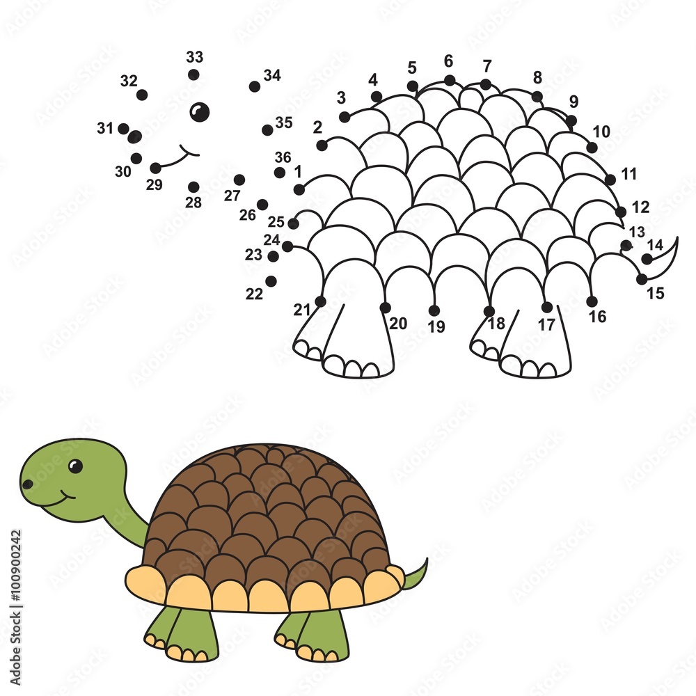 Connect the dots to draw the cute turtle and color it. Educational ...