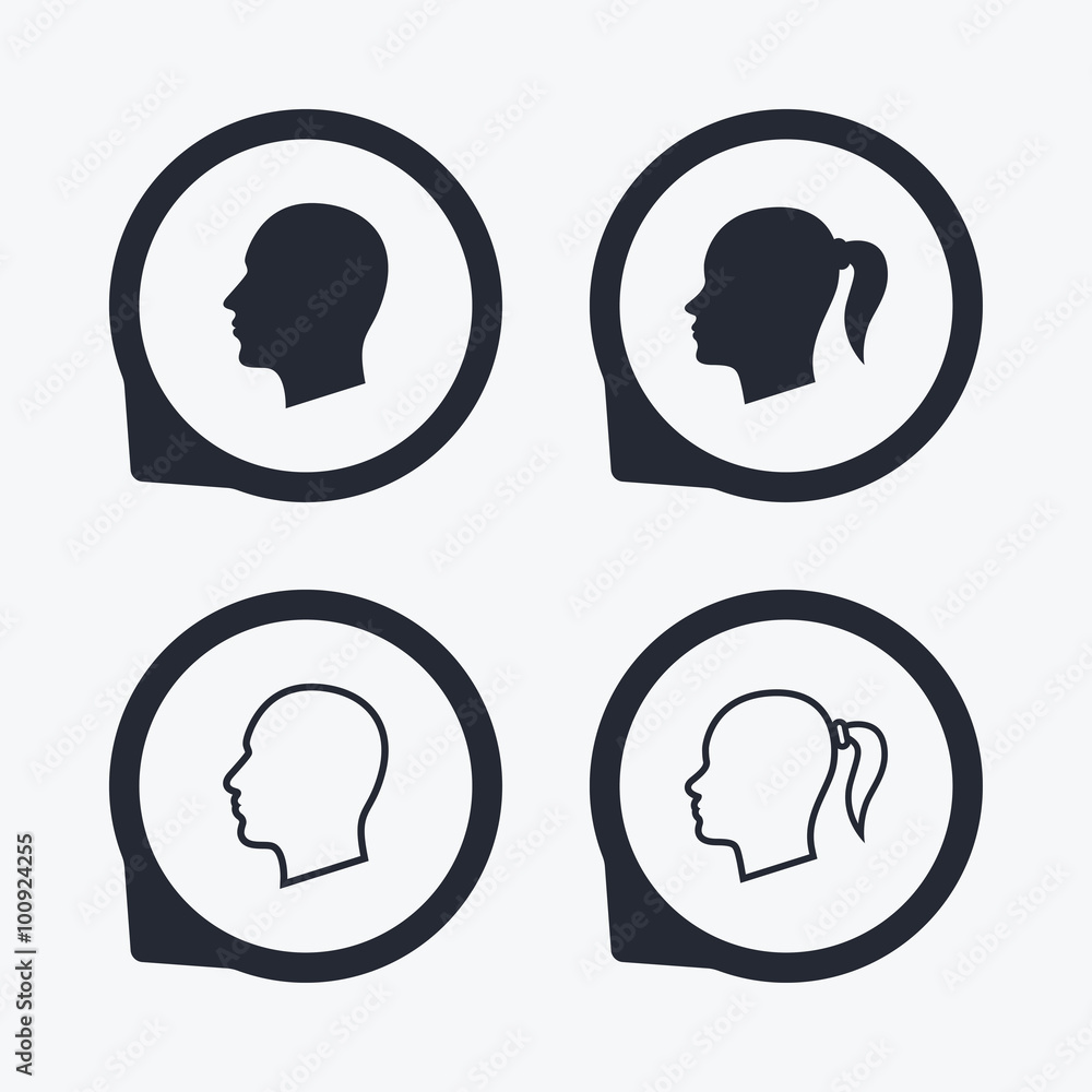Head icons. Male and female human symbols. Stock Vector | Adobe Stock