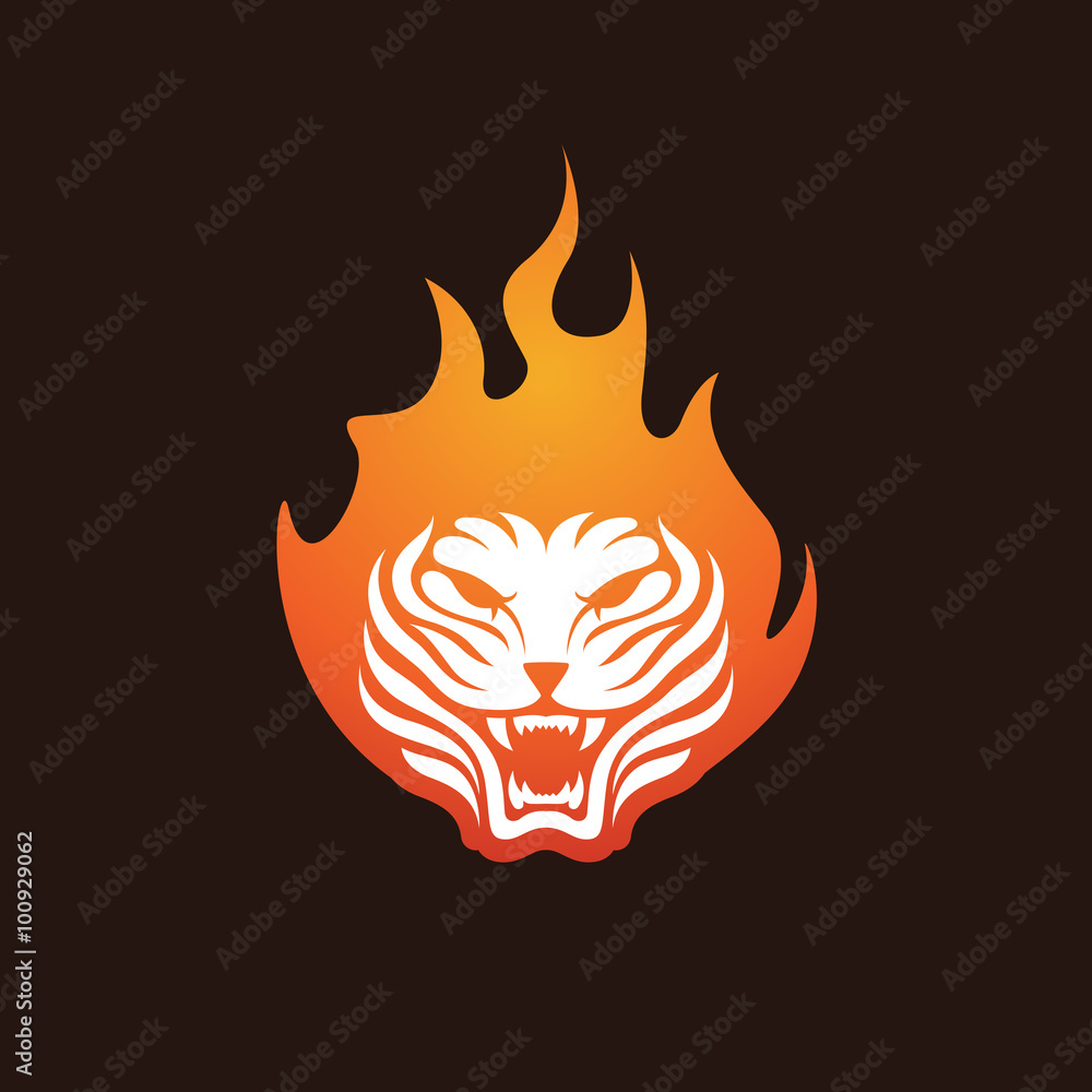 Tiger Fire Icon Logo Stock Vector | Adobe Stock