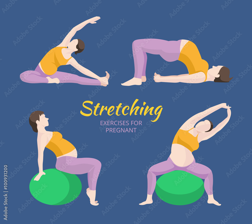Pregnant Woman Exercise Stock Vector | Adobe Stock