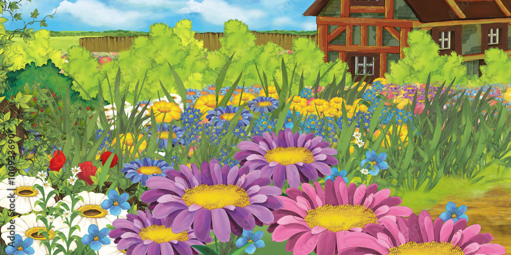 Cartoon farm scene - illustration for the children Stock Illustration ...