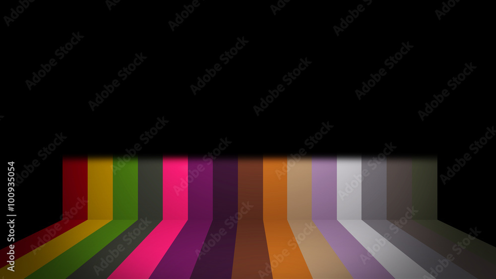 Lines going upward colourful stripes on half of the wall Stock ...