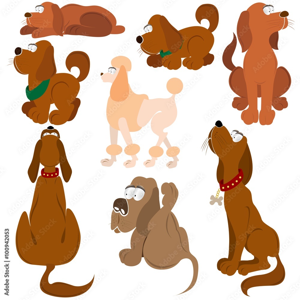 set of cartoon dog characters in crtoon style Stock Vector | Adobe Stock