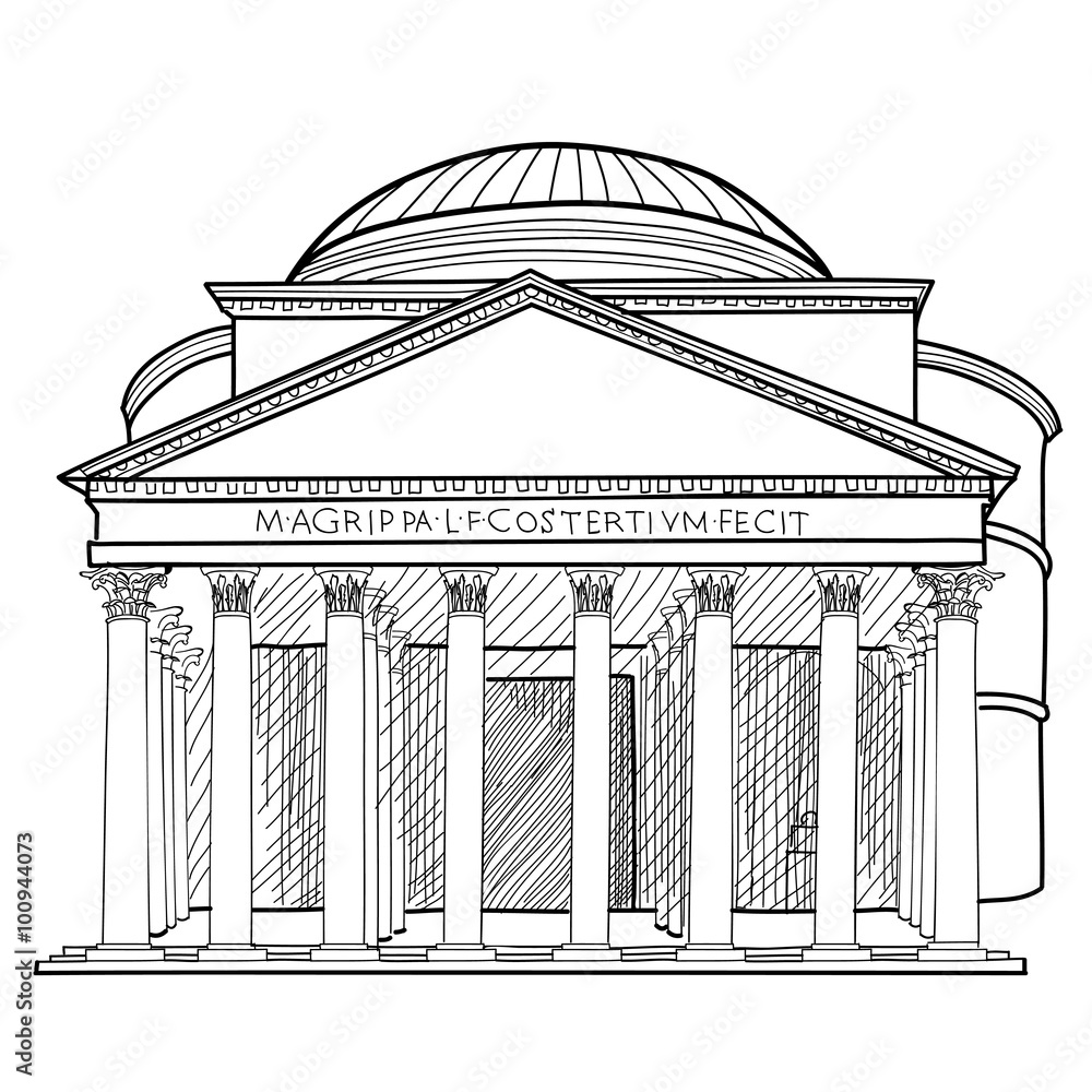 Rome famous building Pantheon. Italian architectural landmark isolated ...