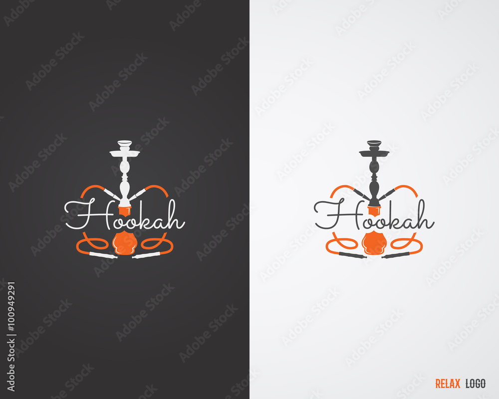 Hookah relax labels, badges and design elements collection in 2 color ...
