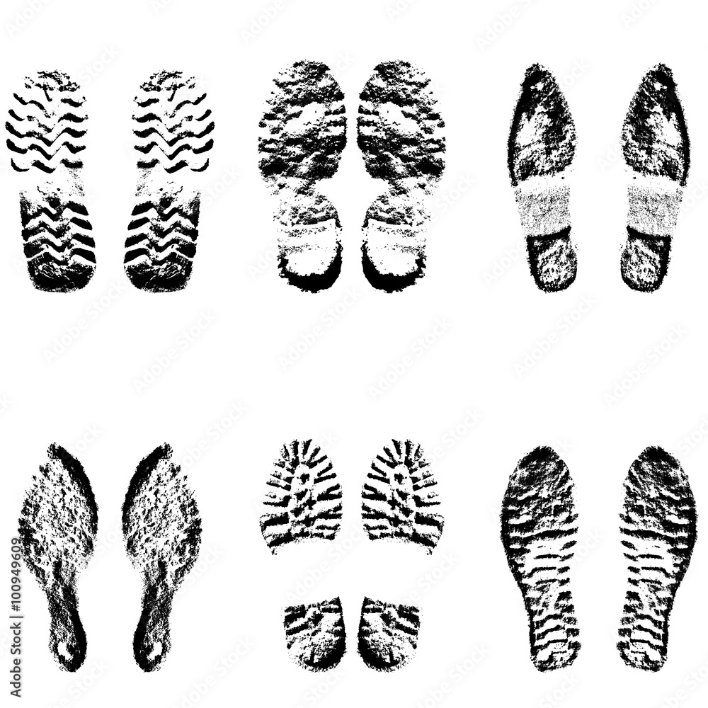 Collection imprint soles shoes black silhouette. Vector illustration ... Collection imprint soles shoes black silhouette. Vector illustration ...