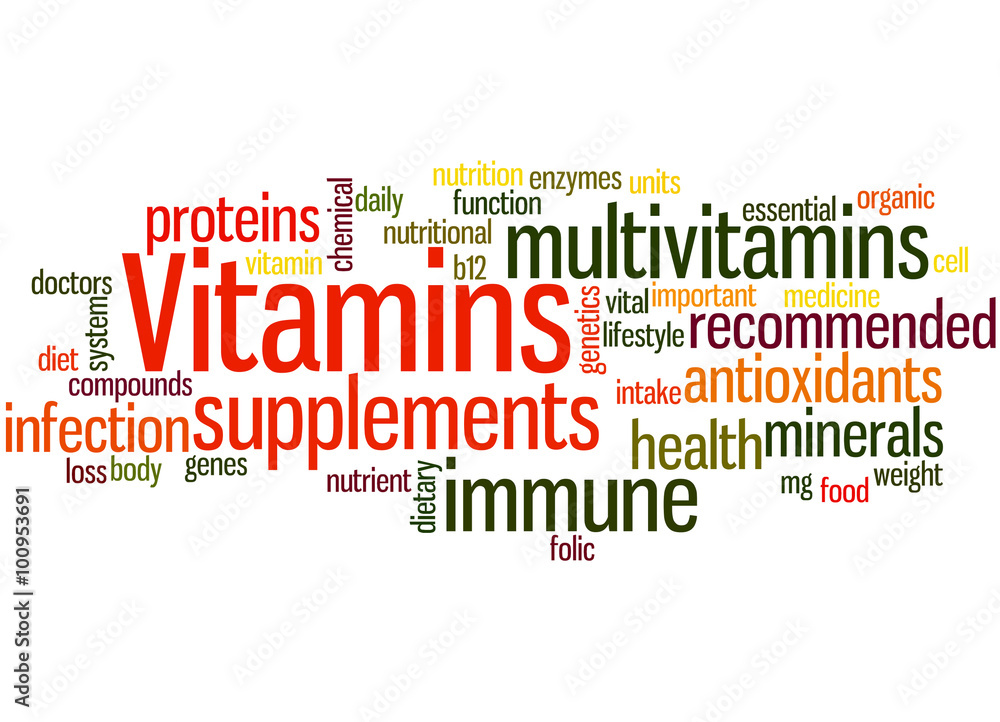 Vitamins, word cloud concept Stock Illustration | Adobe Stock