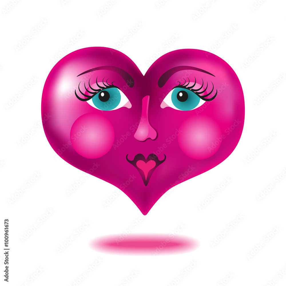 Heart with a face. Stock Vector | Adobe Stock