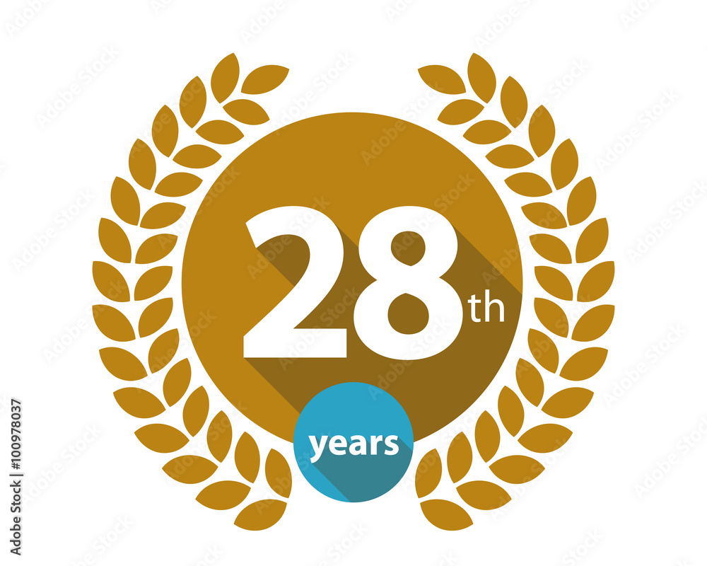 28th years gold circle anniversary logo Stock Vector | Adobe Stock