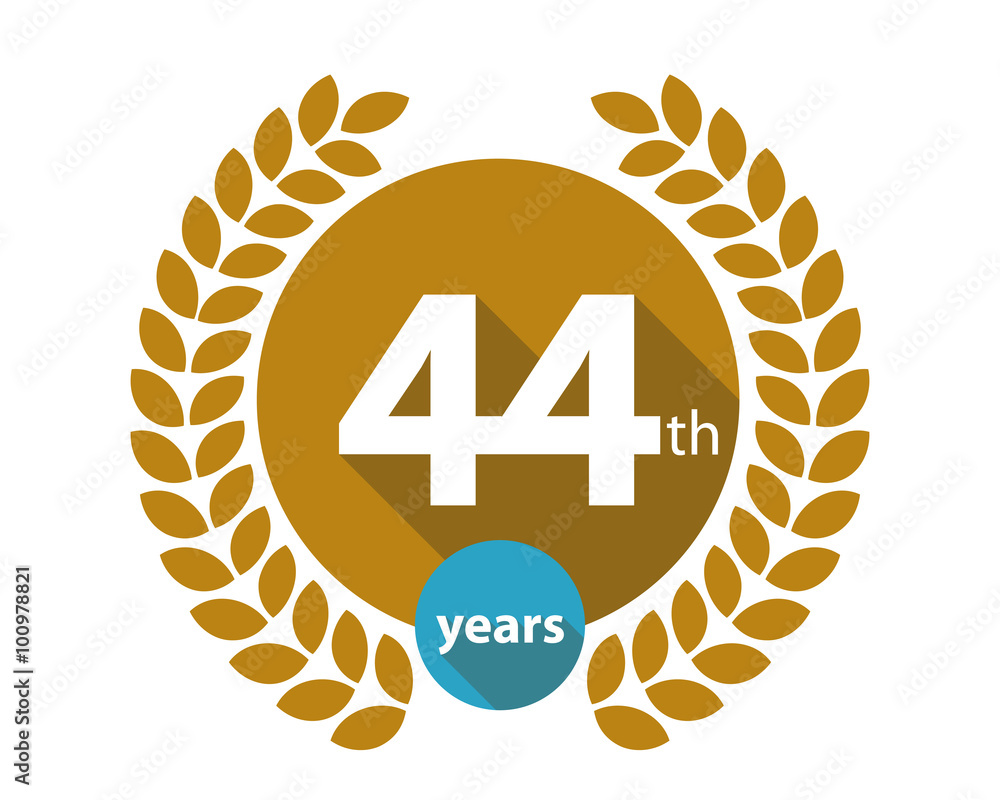 44th years gold circle anniversary logo Stock Vector | Adobe Stock