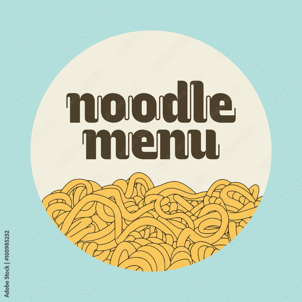 Instant noodle in the circle. Round noodle menu illustration Stock ...