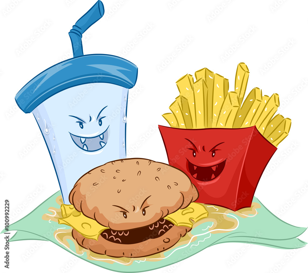 Nasty Fast Food Mascots Stock Vector | Adobe Stock