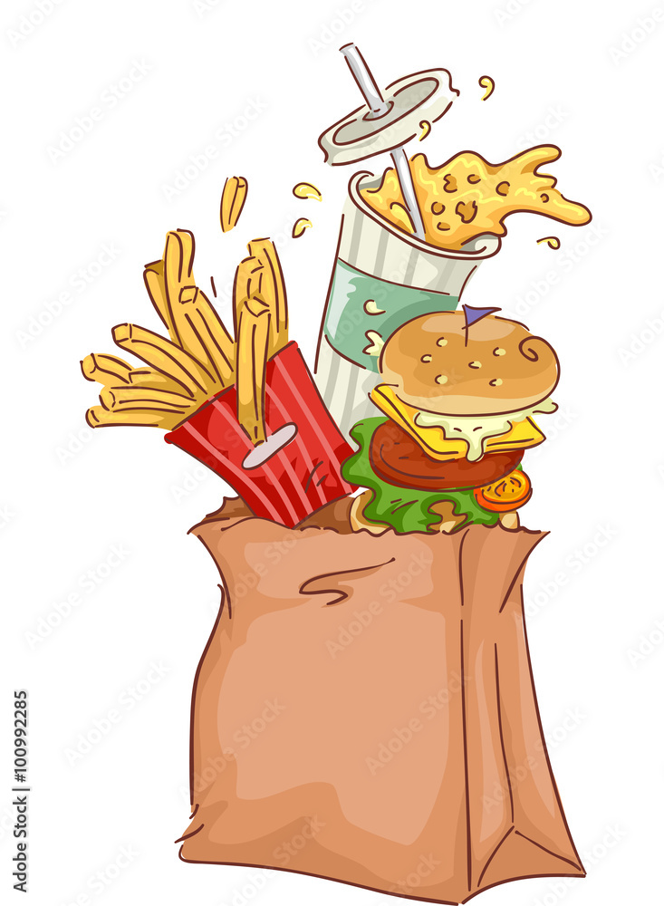 Fast Food Paper Bag To Go Stock Vector | Adobe Stock