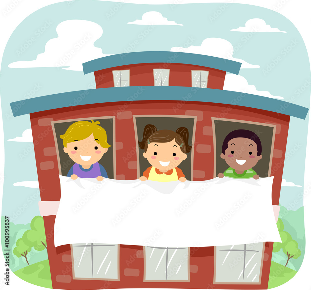 Stickman Kids School Banner Stock Vector | Adobe Stock