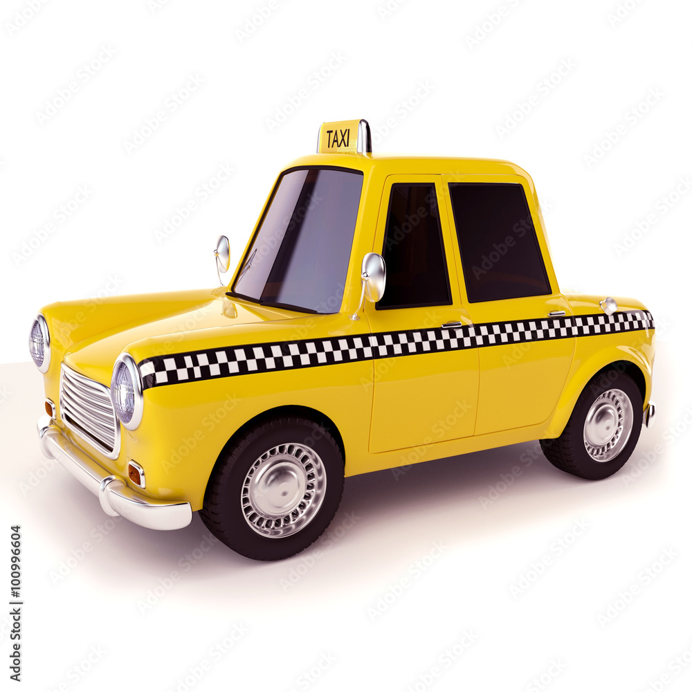 Cartoon yellow taxi Stock Illustration | Adobe Stock