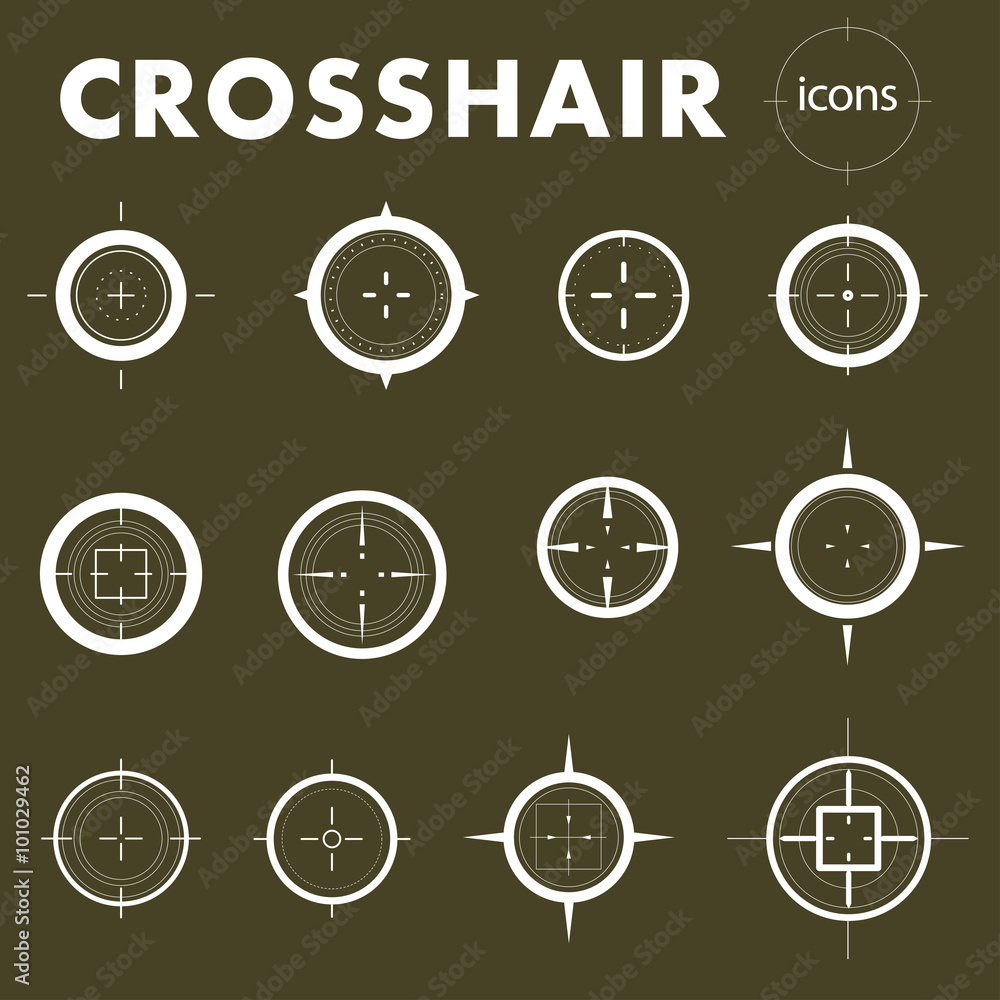 Collection of flat crosshairs, aims design. Stock Illustration | Adobe ...