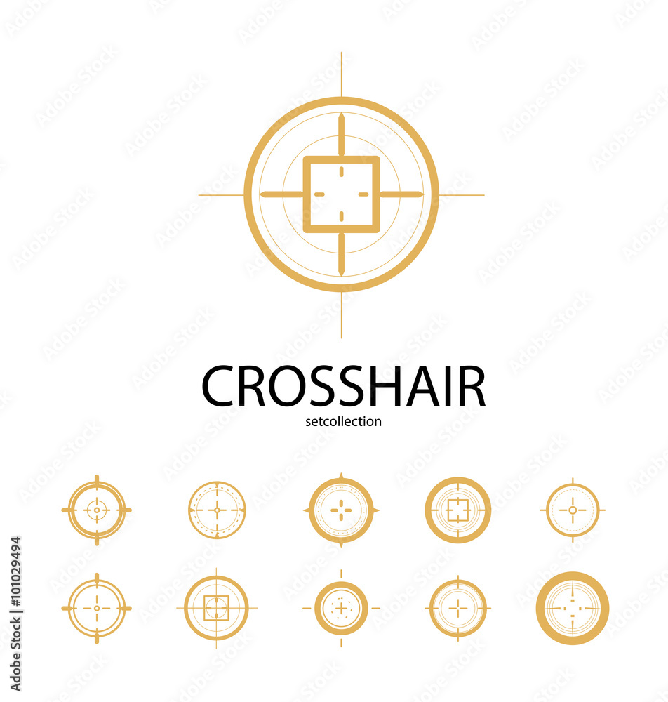 Collection of flat simple crosshair and target icons Stock Illustration ...