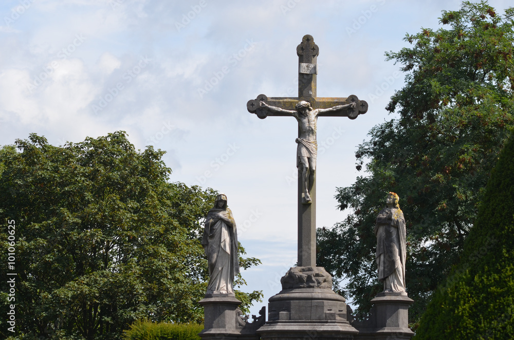 Photo & Art Print Statue of Jesus Christ on the cross with mourning ...