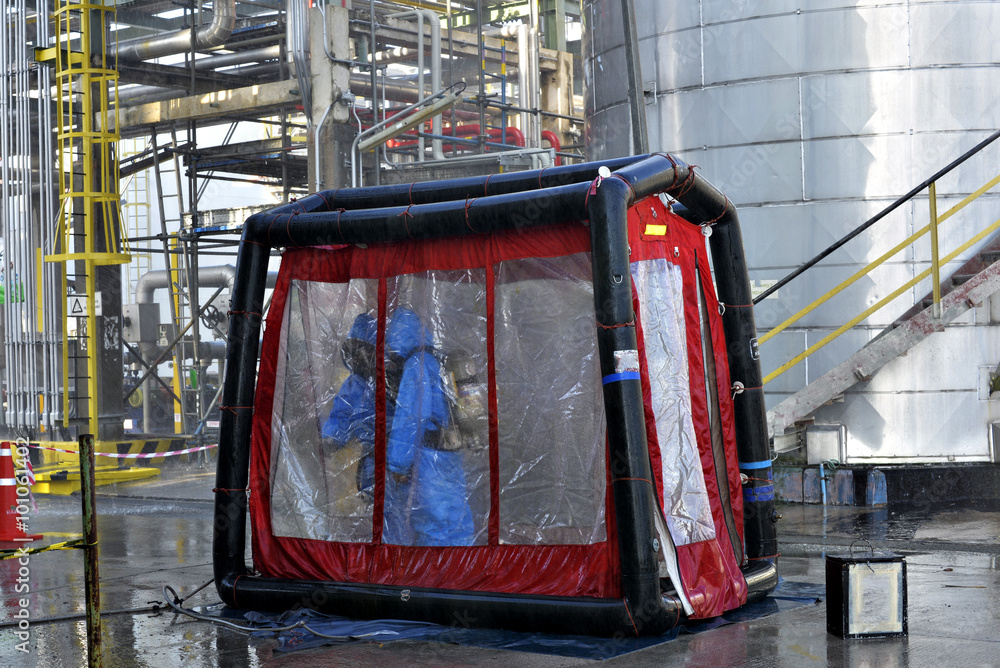 Decontamination for Hazmat emergency response . Stock Photo | Adobe Stock
