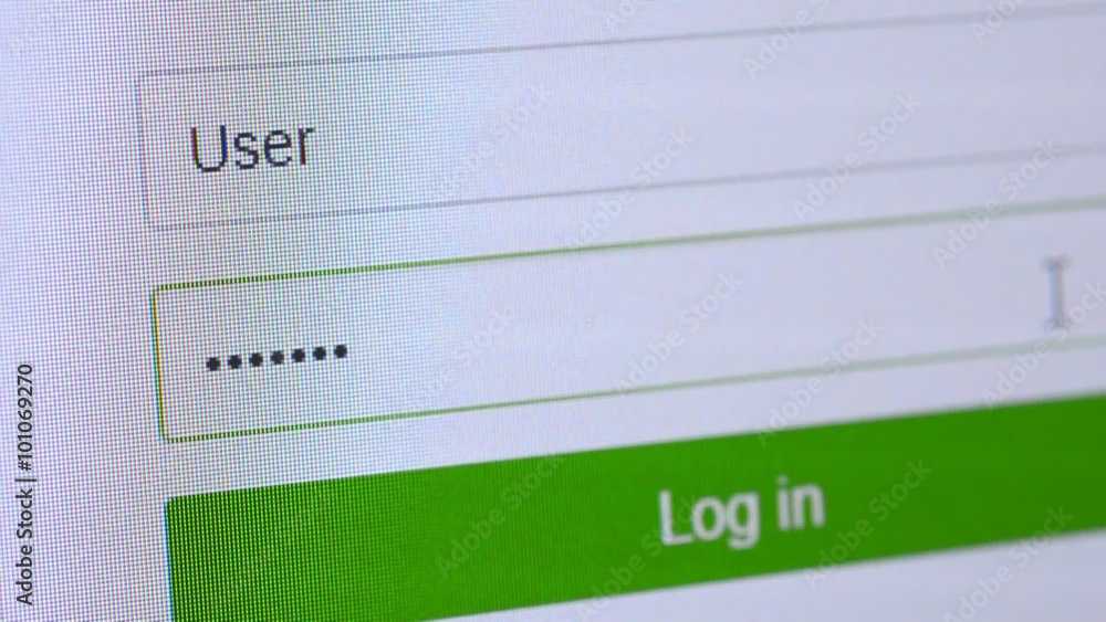 Typing an username and password on the web page. Close Up of the web ...
