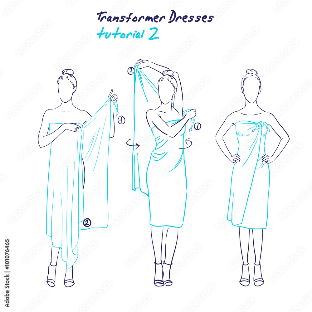 Transformer dresses women clothes and accessories, hand drawn ...