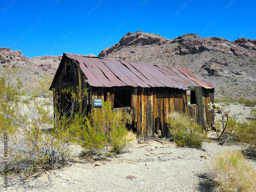 Abandoned wooden shack in the Arizona desert - landscape photo Stock ...