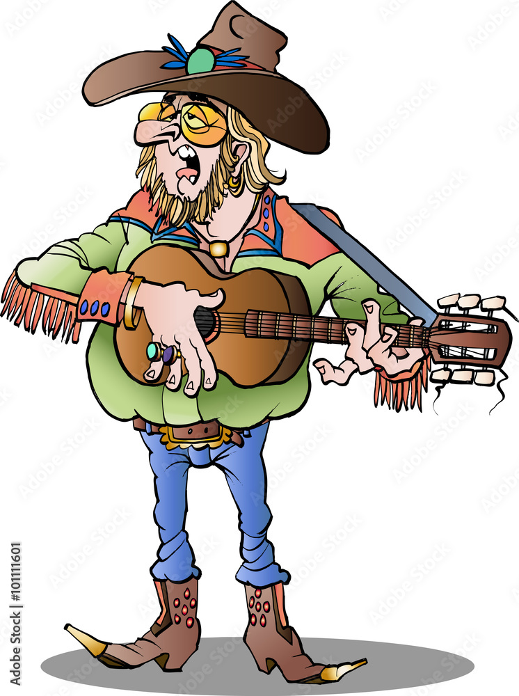 Vector cartoon illustration of a country singer male Stock Vector ...