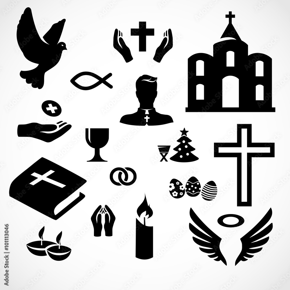 Vetor do Stock: Catholic church icon set vector | Adobe Stock