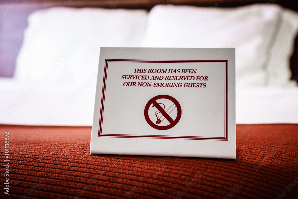 No Smoking Sign in Hotel Room Stock Photo | Adobe Stock