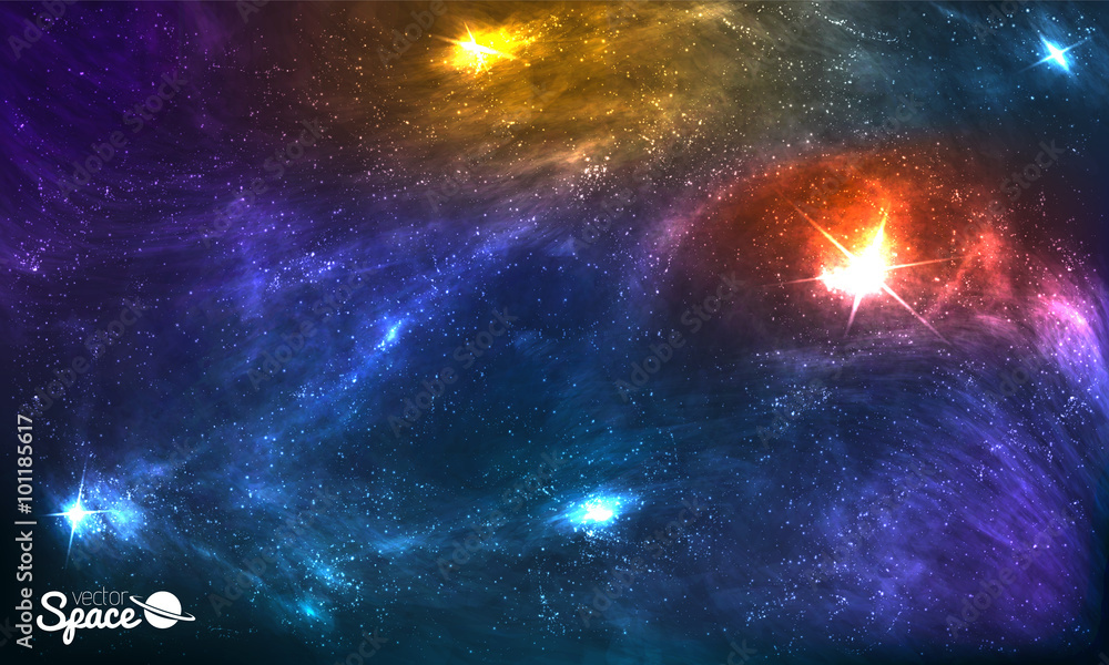 Colorful Cosmic Background with Shining Stars, Stardust and Nebula ...