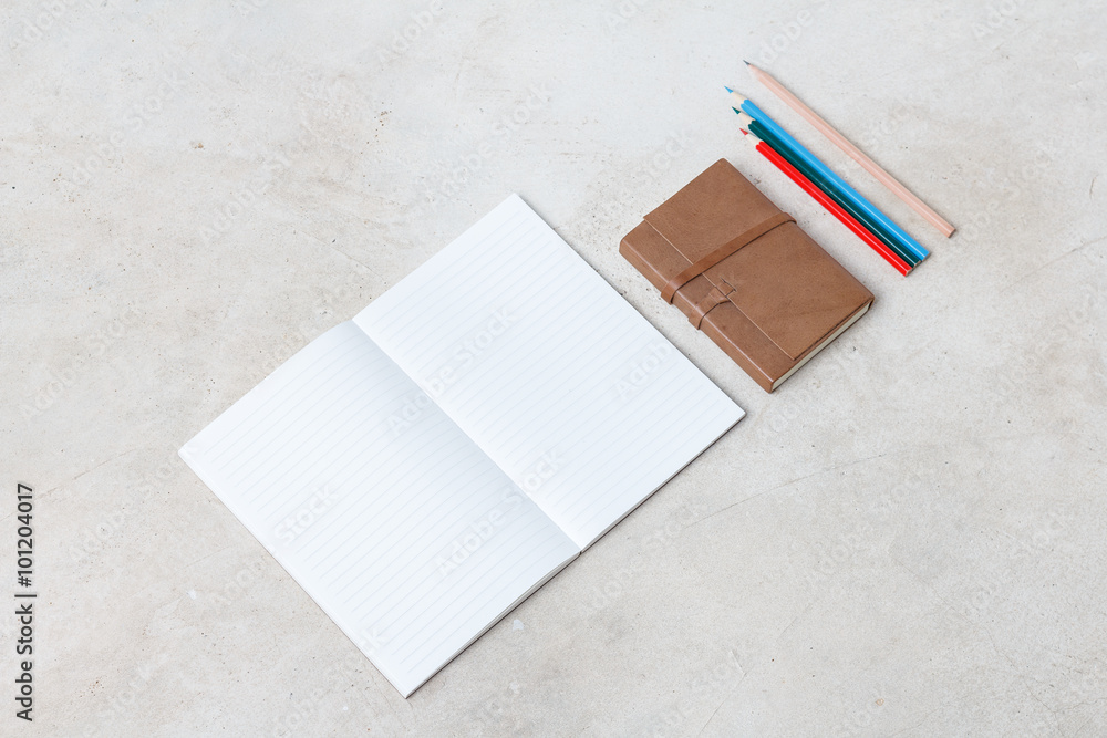 Blank open notebook, Business template mock up for adding your t Stock ...