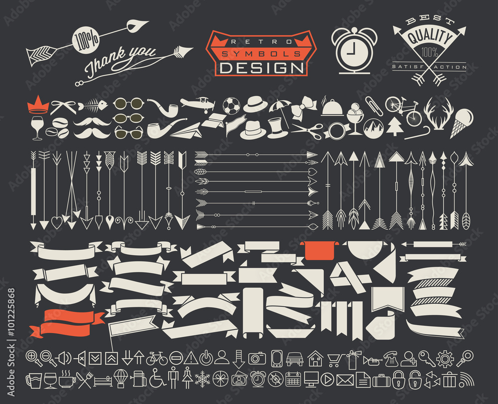 Big object symbols set for all design. Hipster style. Minimal symbols ...