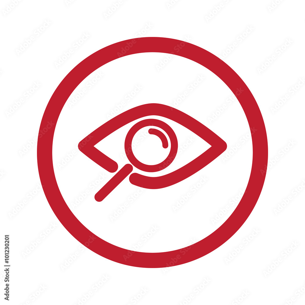 Flat red Observe icon in circle on white Stock-Vektorgrafik | Adobe Stock