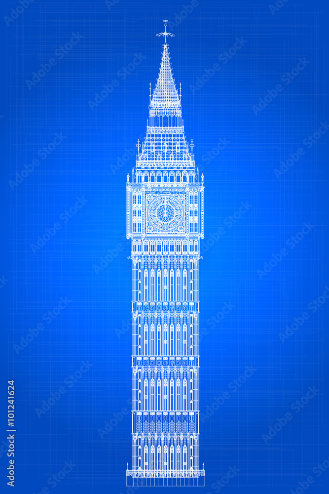 Big Ben Blueprint Stock Vector | Adobe Stock