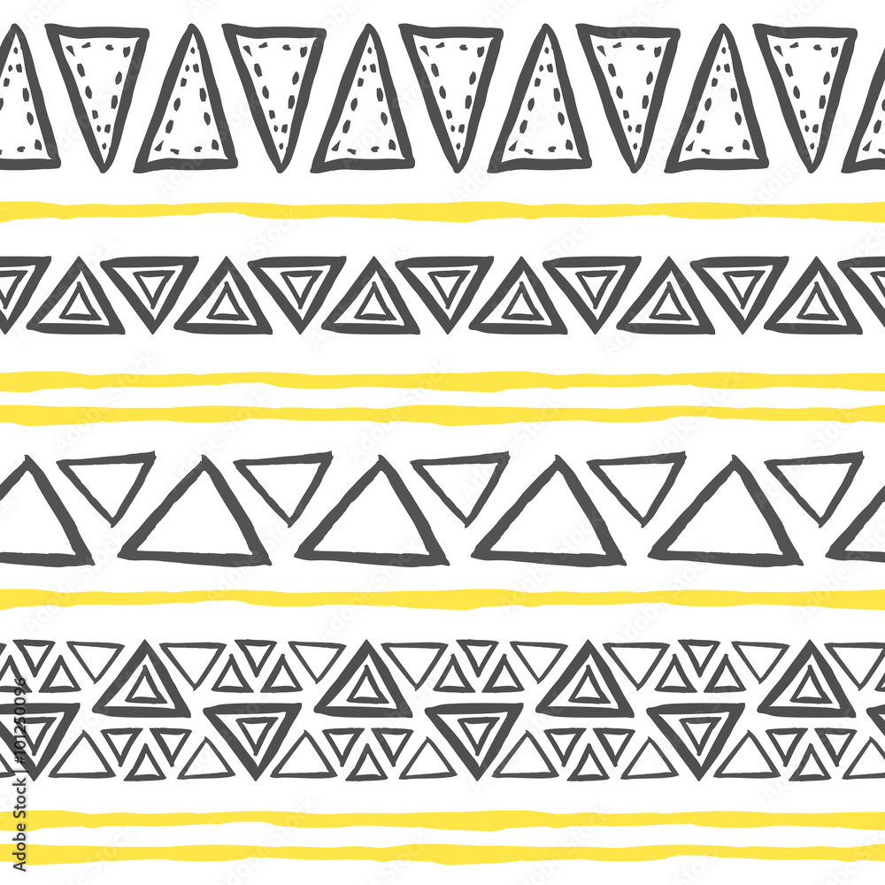 Vector hand drawn tribal pattern with triangles. Stock Vector | Adobe Stock