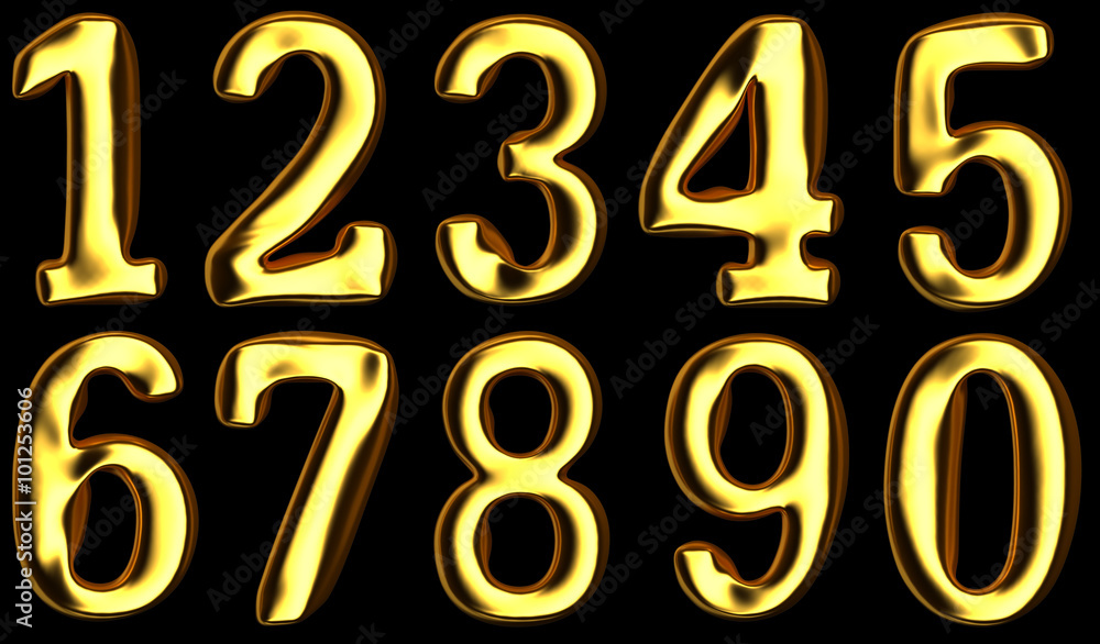 Gold numbers on black background. Added clipping path Stock ...