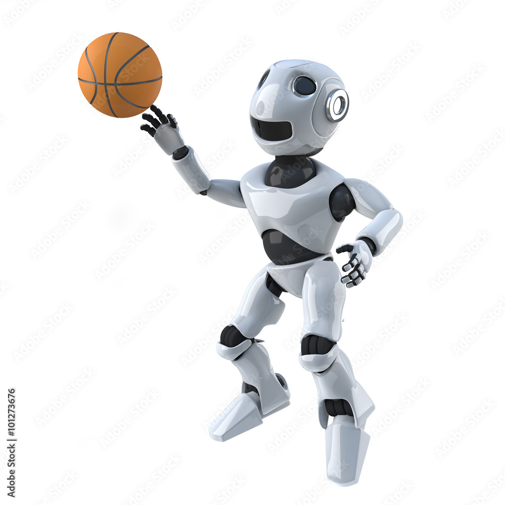 3d Robot plays basketball Stock Illustration | Adobe Stock