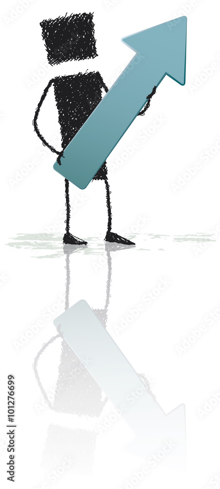 Up arrow. A stick figure holding an arrow pointing up Stock Vector ...