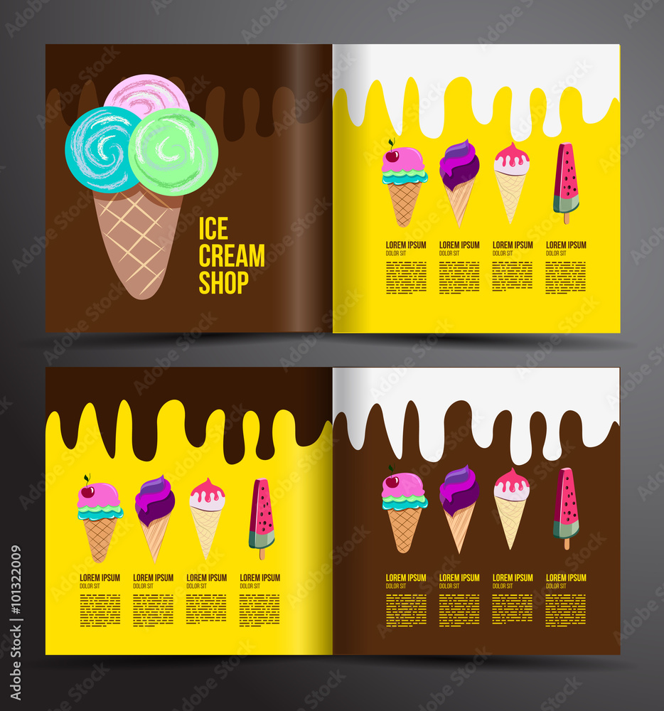 Ice cream brochure design. Menu for ice cream shop. Stock Vector ...