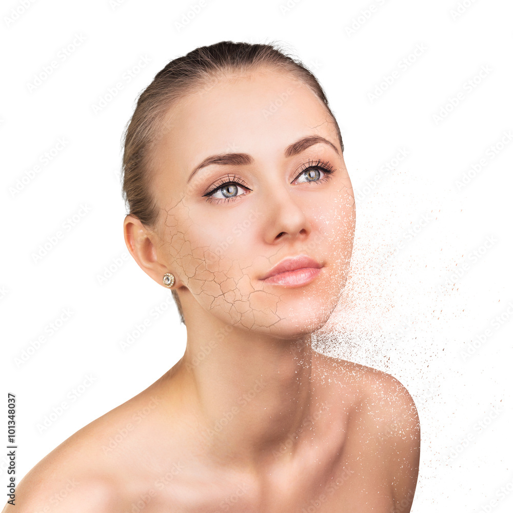 Fotografia do Stock: Woman face crushed | Adobe Stock