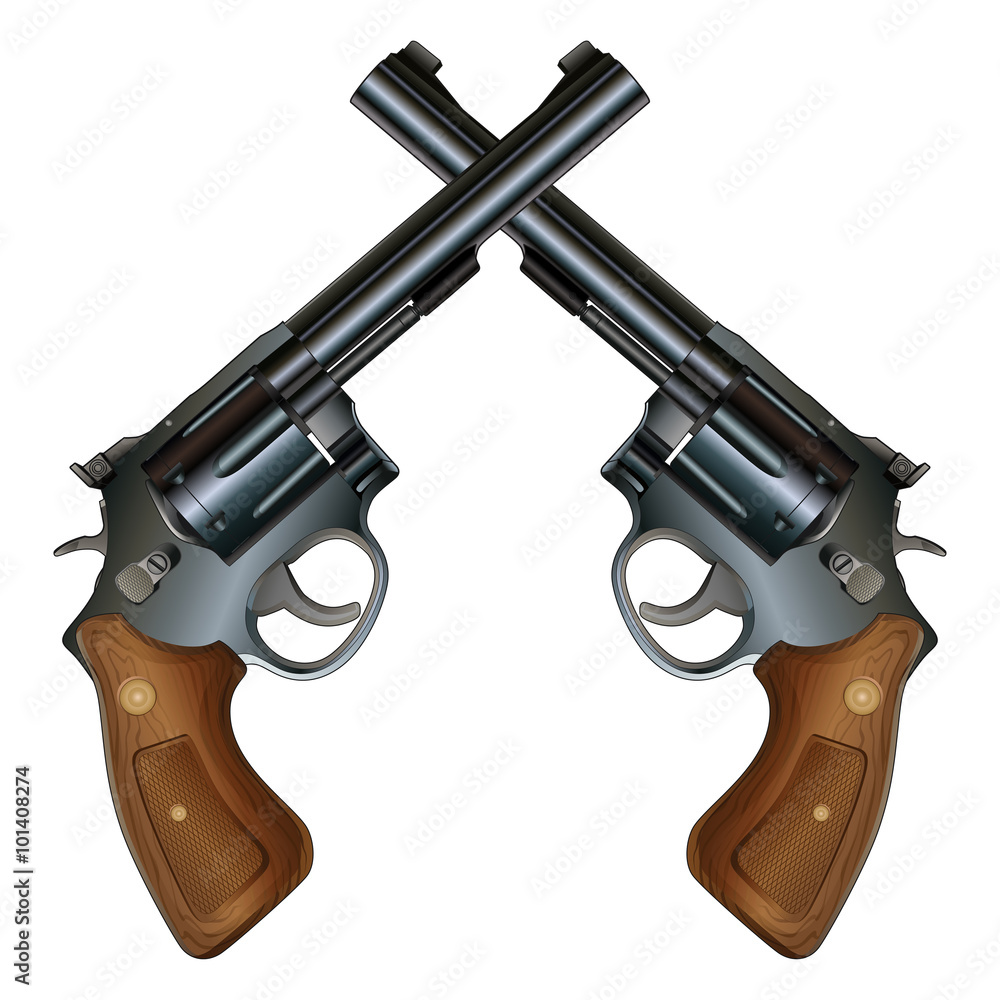 Crossed Pistols is an illustration of two crossed revolver style ...